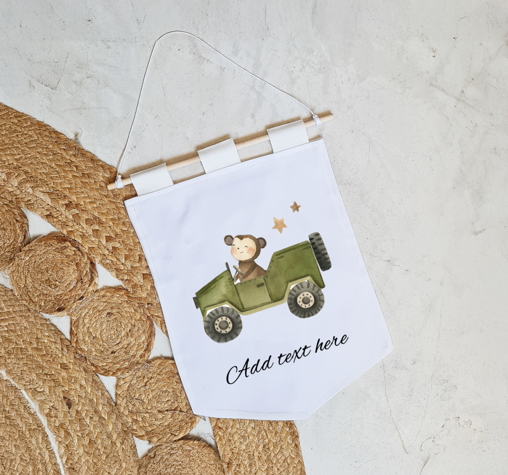 Monkey Fabric Name banner - Social Bee Baby