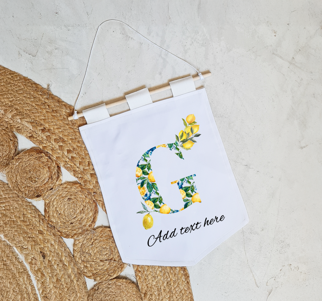 Lemon initial Fabric Name banner - Social Bee Baby