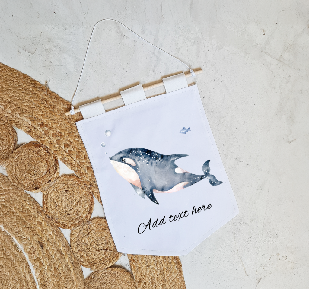 Whale Fabric Name banner - Social Bee Baby